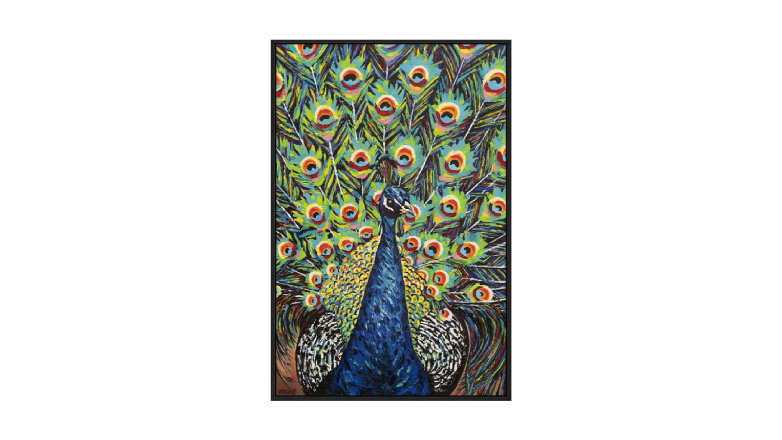 La Grolla Lavish Peacock II Black Gallery Wall Art - 153 x 103cm ...