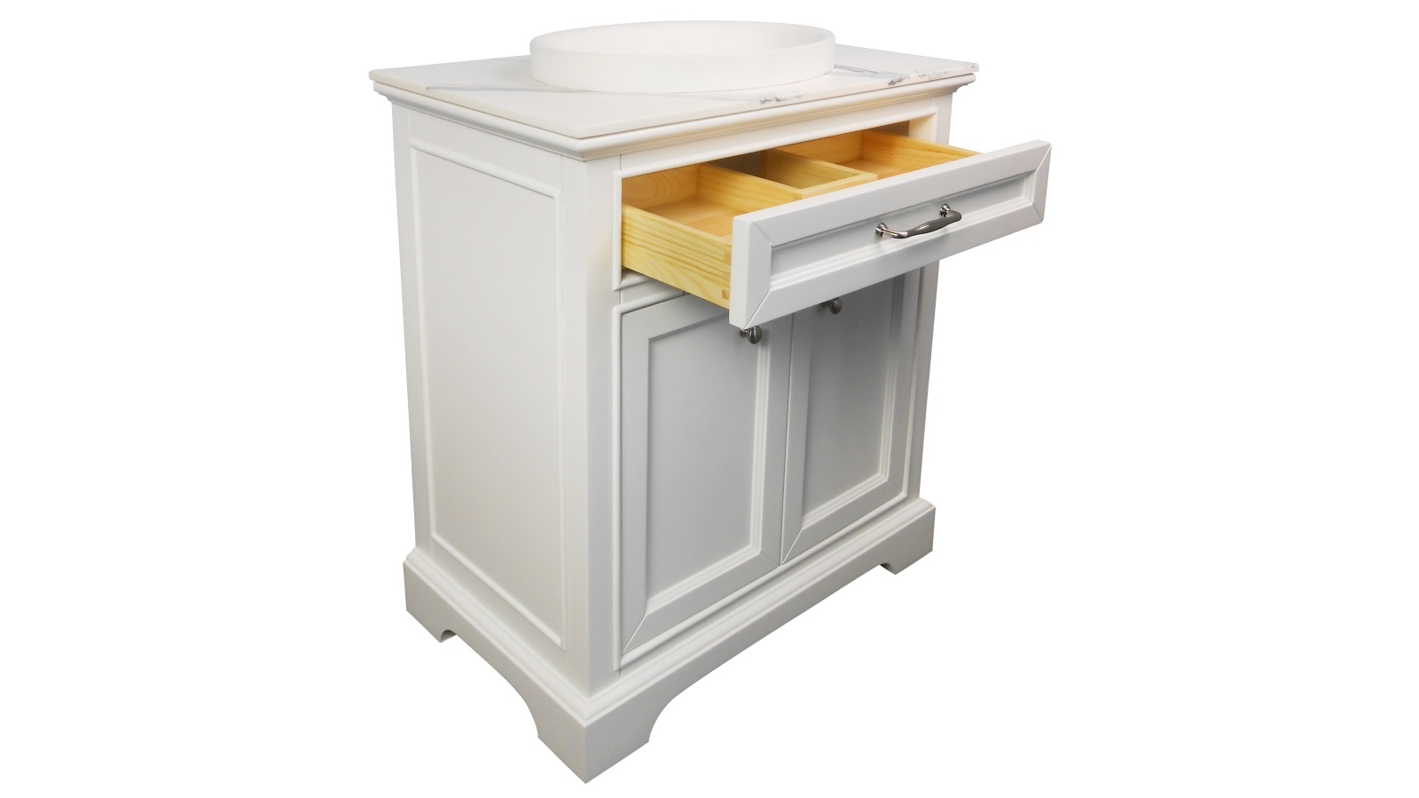 Ledin Ascot 750mm Satin White Floor Standing Vanity with Solid Surface ...