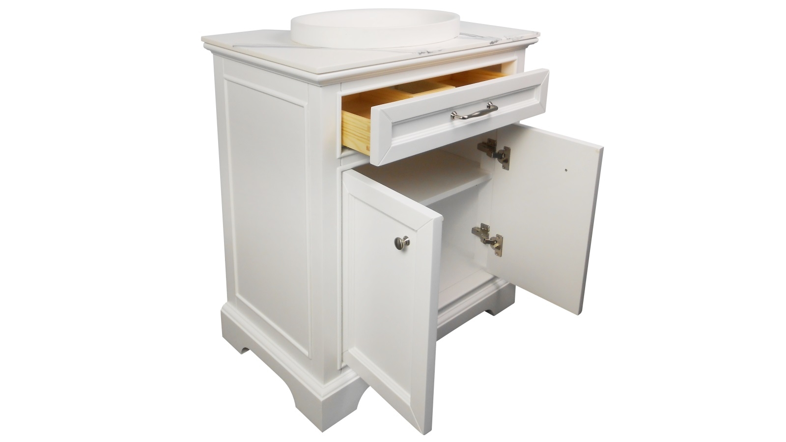 Ledin Ascot 750mm Satin White Floor Standing Vanity with Solid Surface ...