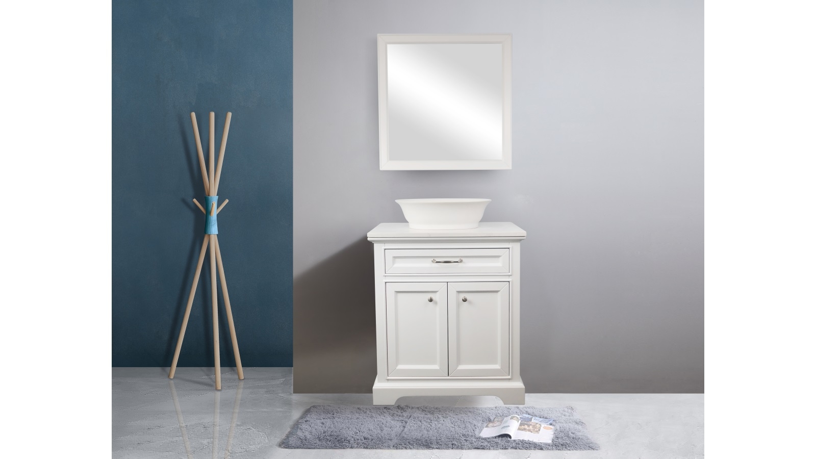 Ledin Ascot 750mm Satin White Floor Standing Vanity with Engineered ...