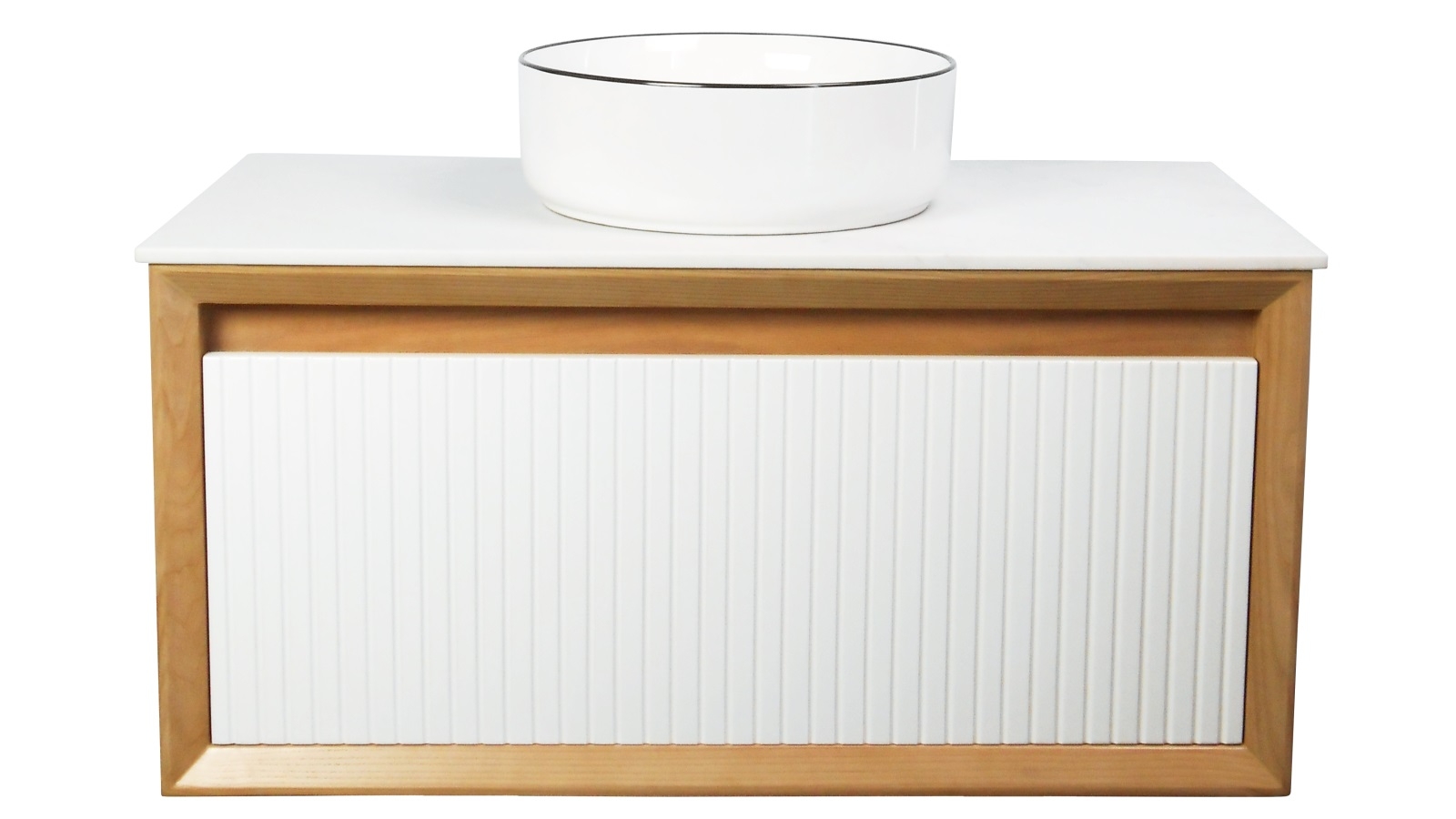 Ledin Oasis 900mm Ashwood/White Wall Hung Drawer Unit Vanity with Solid ...