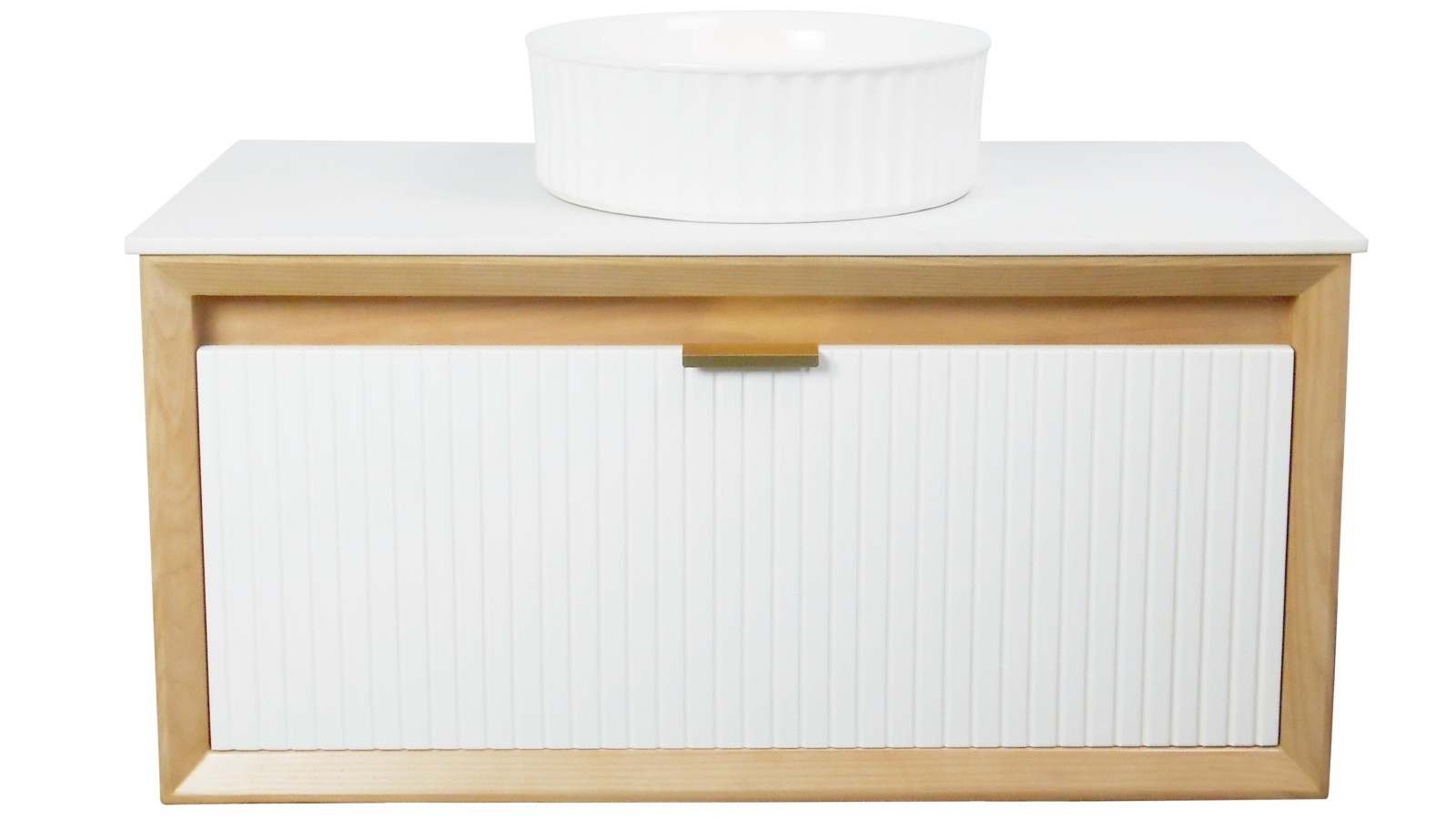 Ledin Oasis 900mm Ashwood/White Wall Hung Drawer Unit Vanity with Solid ...