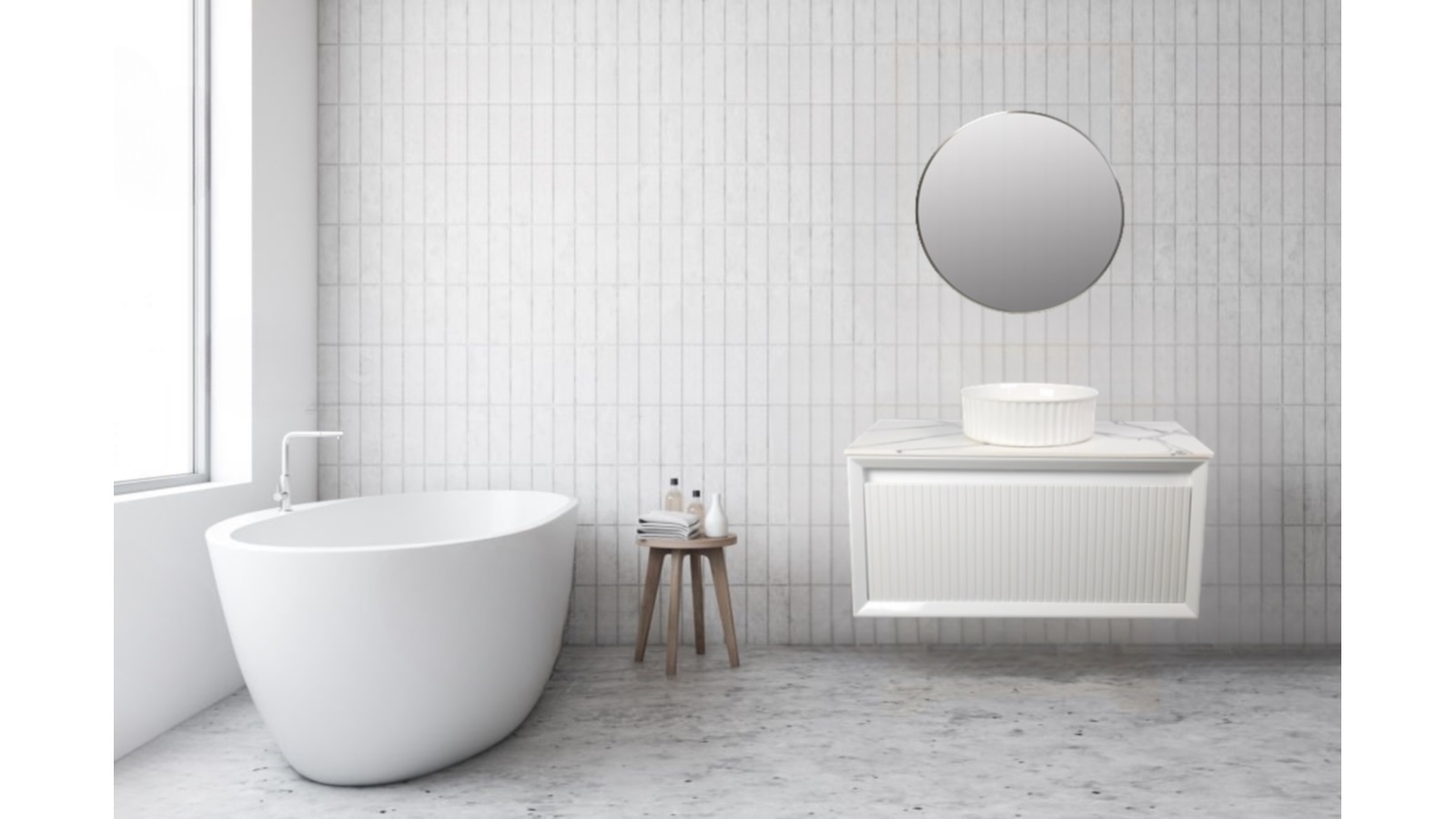 Ledin Oasis 900mm Gloss White Wall Hung Drawer Unit Vanity with Solid ...