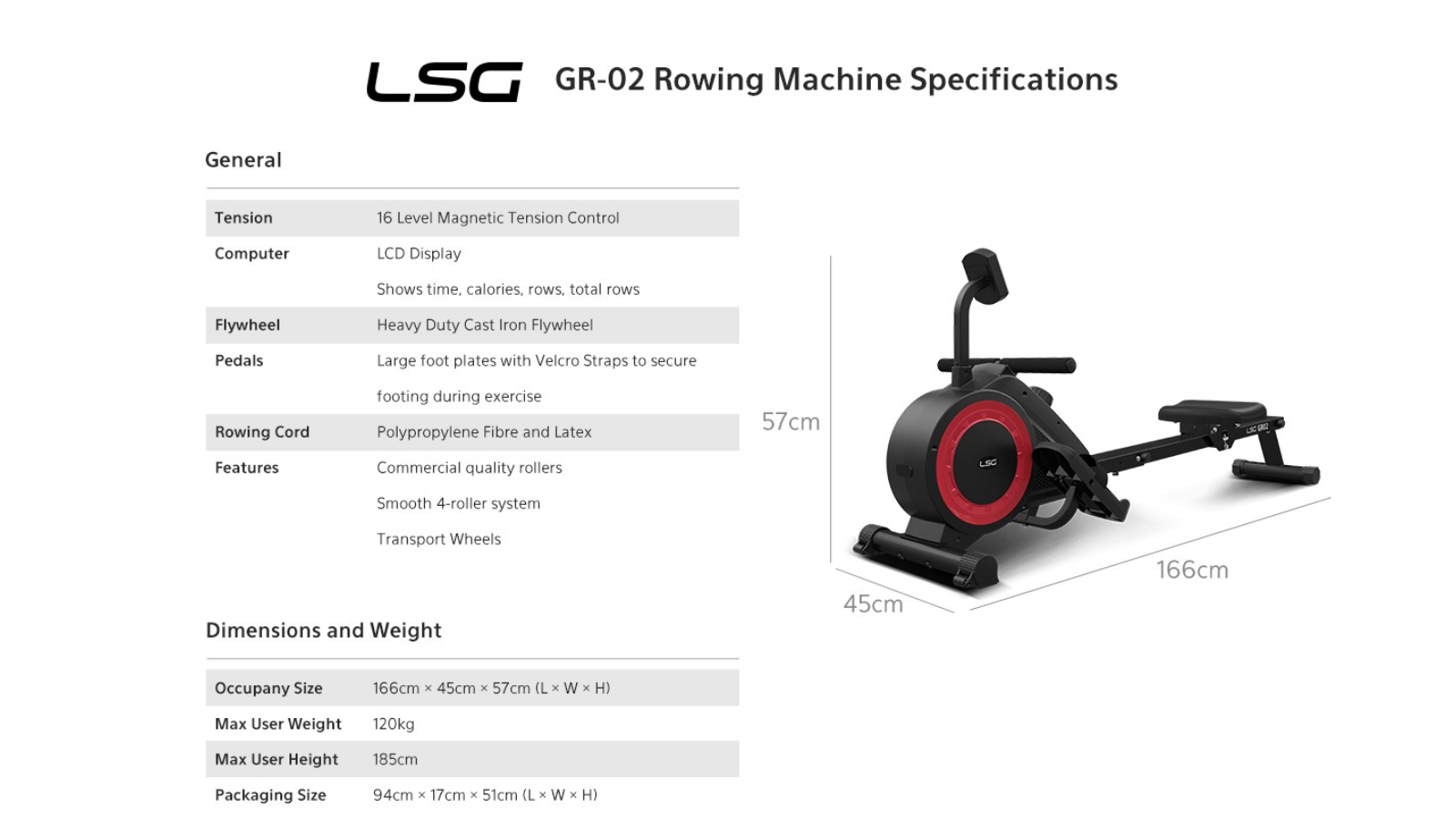LSG GR-02 Magnetic Rowing Machine | Harvey Norman