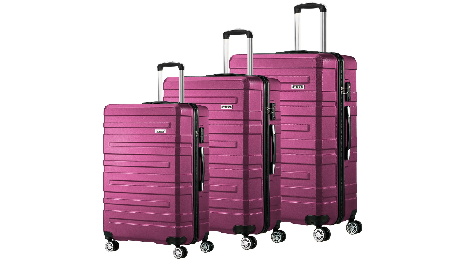 Mazam 3 Piece Hard Case Luggage Set - Magenta | Harvey Norman
