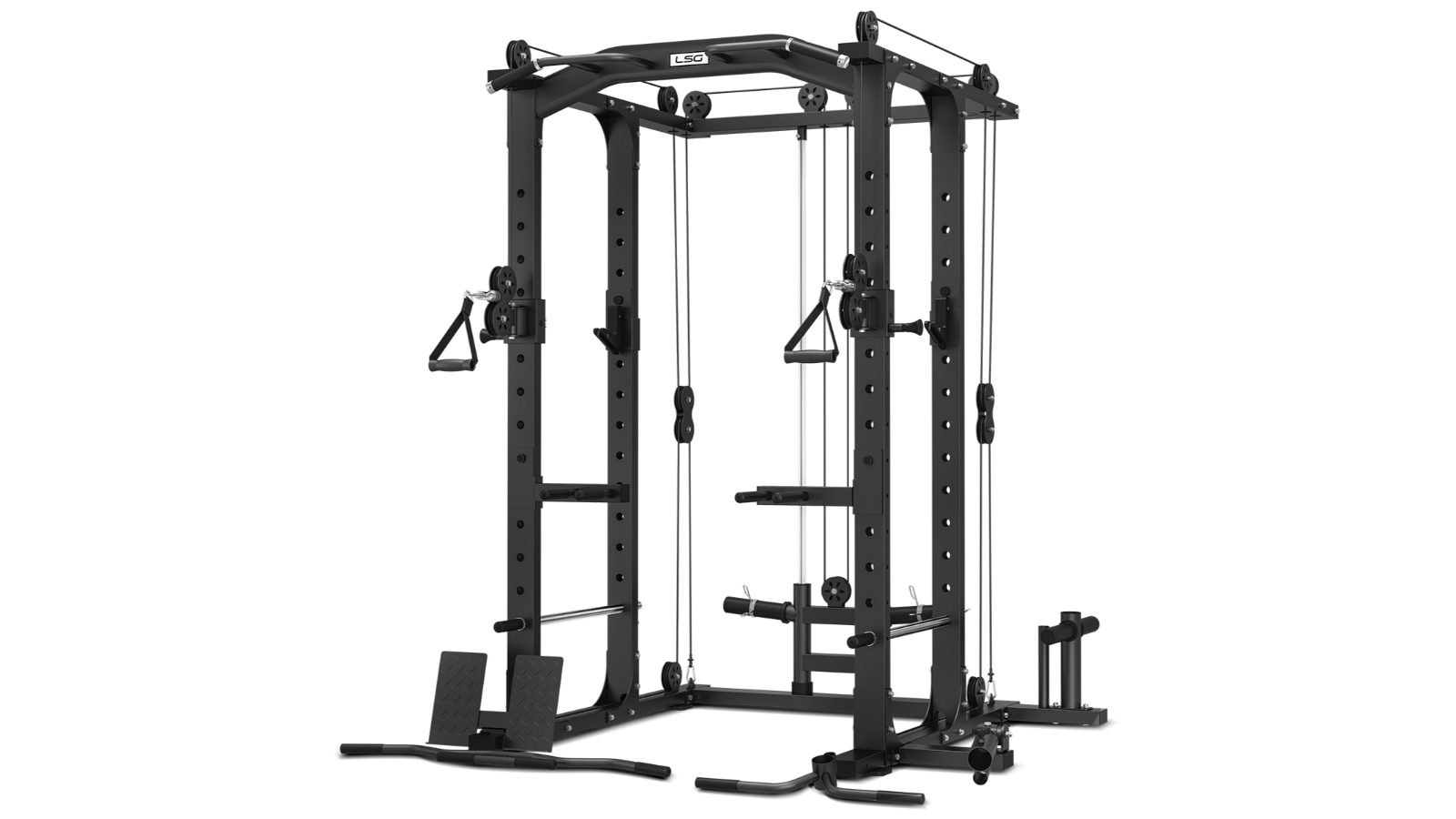 LSG Fitness Space Saving Multi Function Rack with 73kg Cable Crossover ...