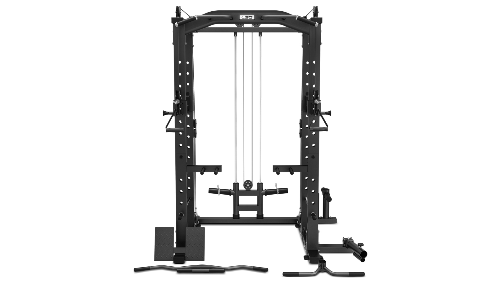LSG Fitness Space Saving Multi Function Rack with 73kg Cable Crossover ...