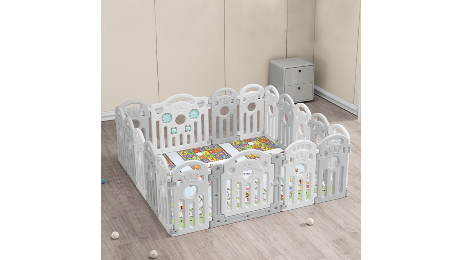 BoPeep 18 Panels Kids Playpen - Grey | Harvey Norman