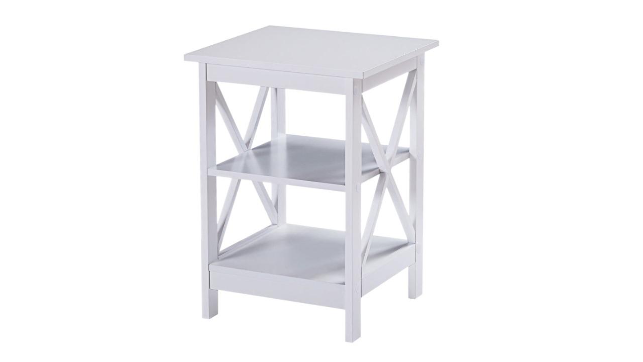 Maestro Furniture White Lortelle Wooden End Lamp Side Table 2-Open ...