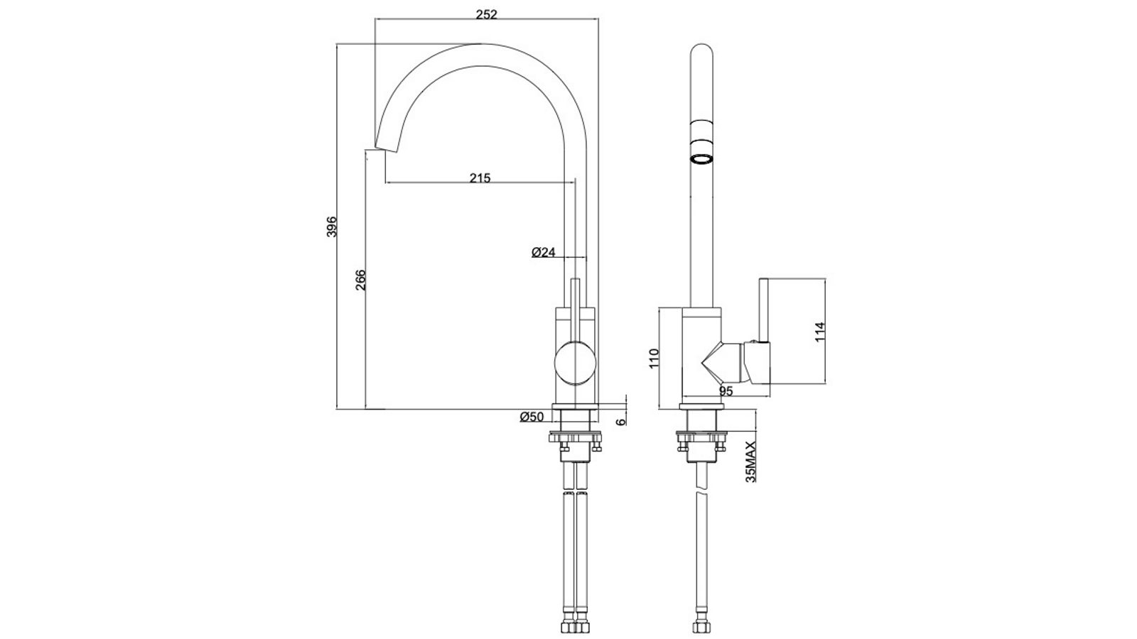Linsol Louis S2 Gooseneck Sink Mixer - Brushed Brass | Harvey Norman