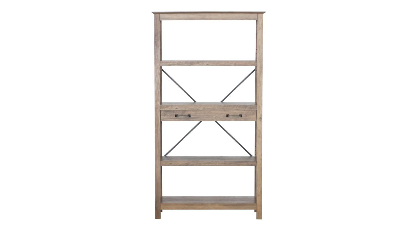 Maestro Furniture Rustic Oak Luca 4-Tier Shelves Display Bookcase with ...