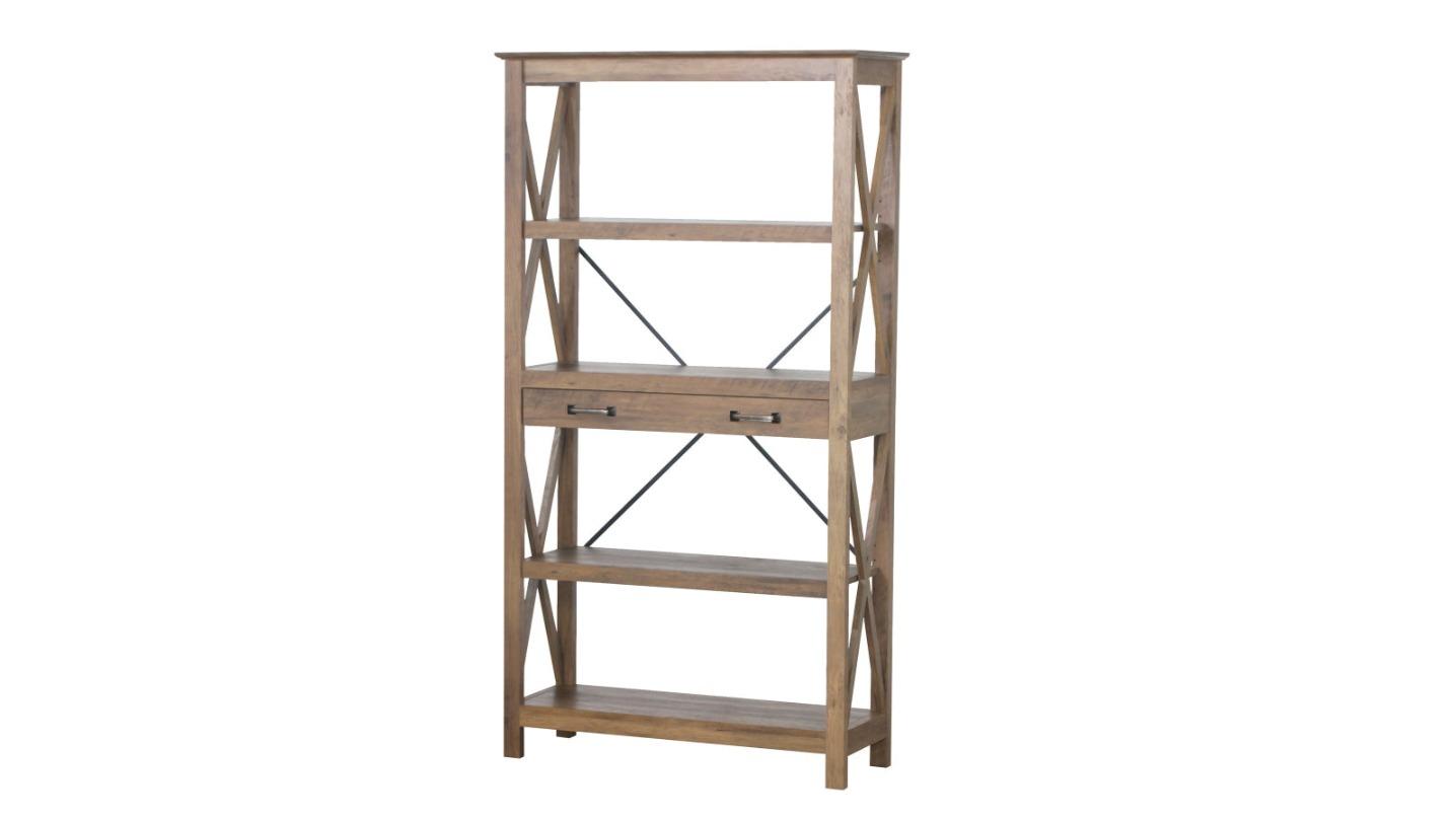 Maestro Furniture Rustic Oak Luca 4-Tier Shelves Display Bookcase with ...