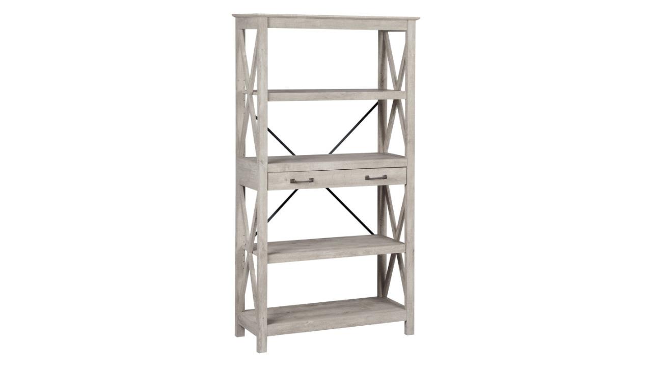Maestro Furniture Washed Grey Luca 4-Tier Shelves Display Bookcase with ...