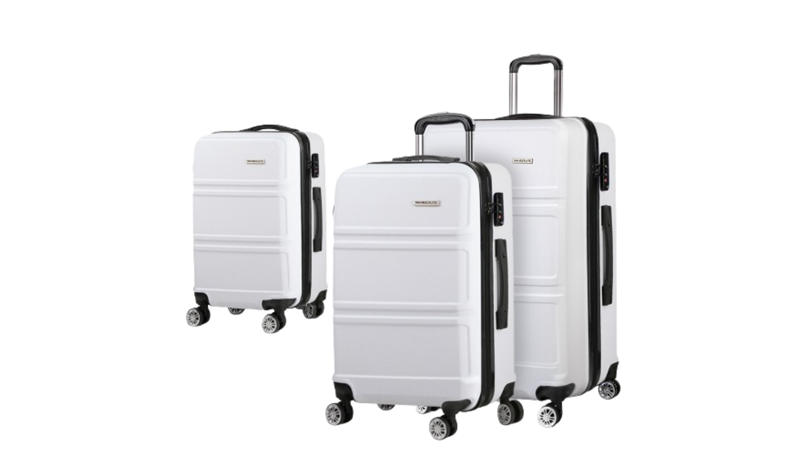 Wanderlite 3 Piece Lightweight Carry-on Travel Suitcase - White ...
