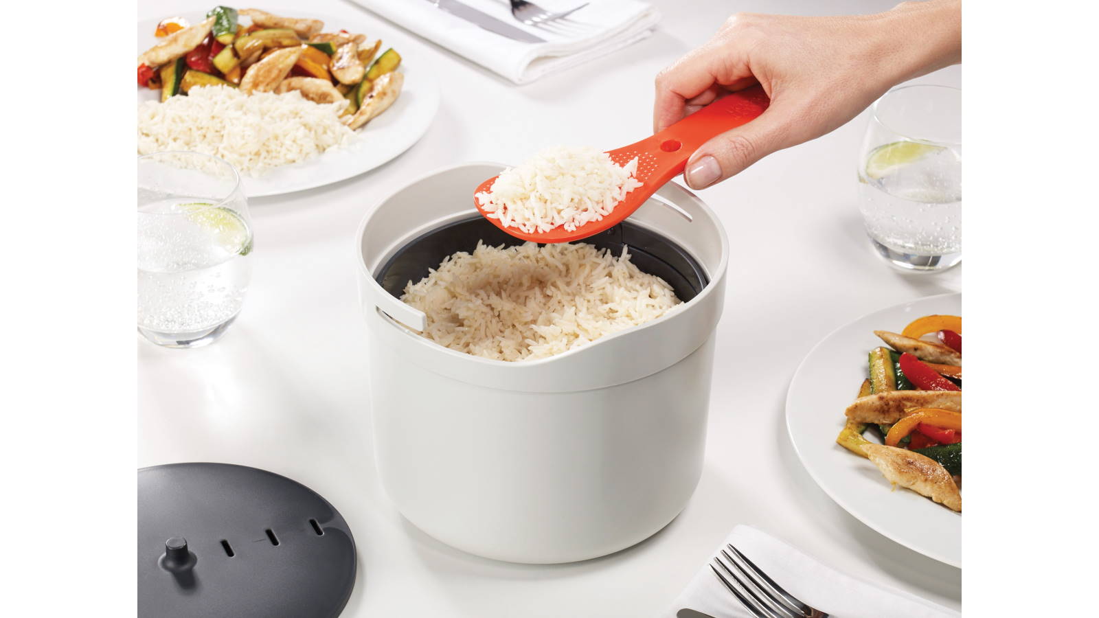 Joseph Joseph M-Cuisine White Microwave Rice Cooker | Harvey Norman