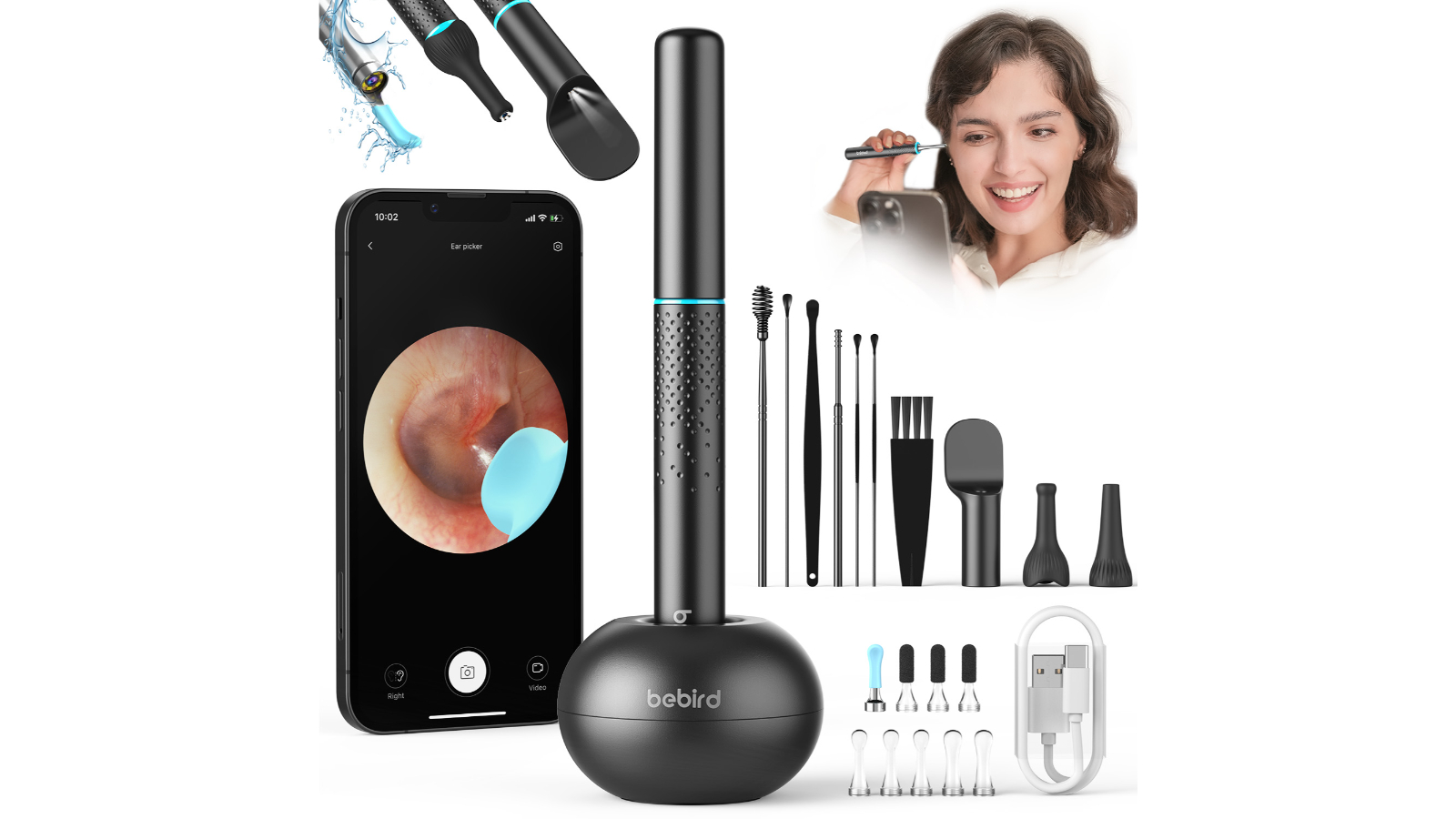 Bebird M9S Smart Vision Ear Cleaner - Black | Harvey Norman