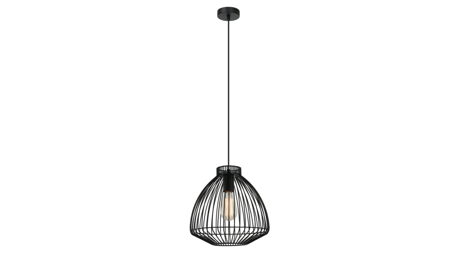 Manu Cone (Concave) Wire Cage Interior Pendant Light - Black | Harvey ...