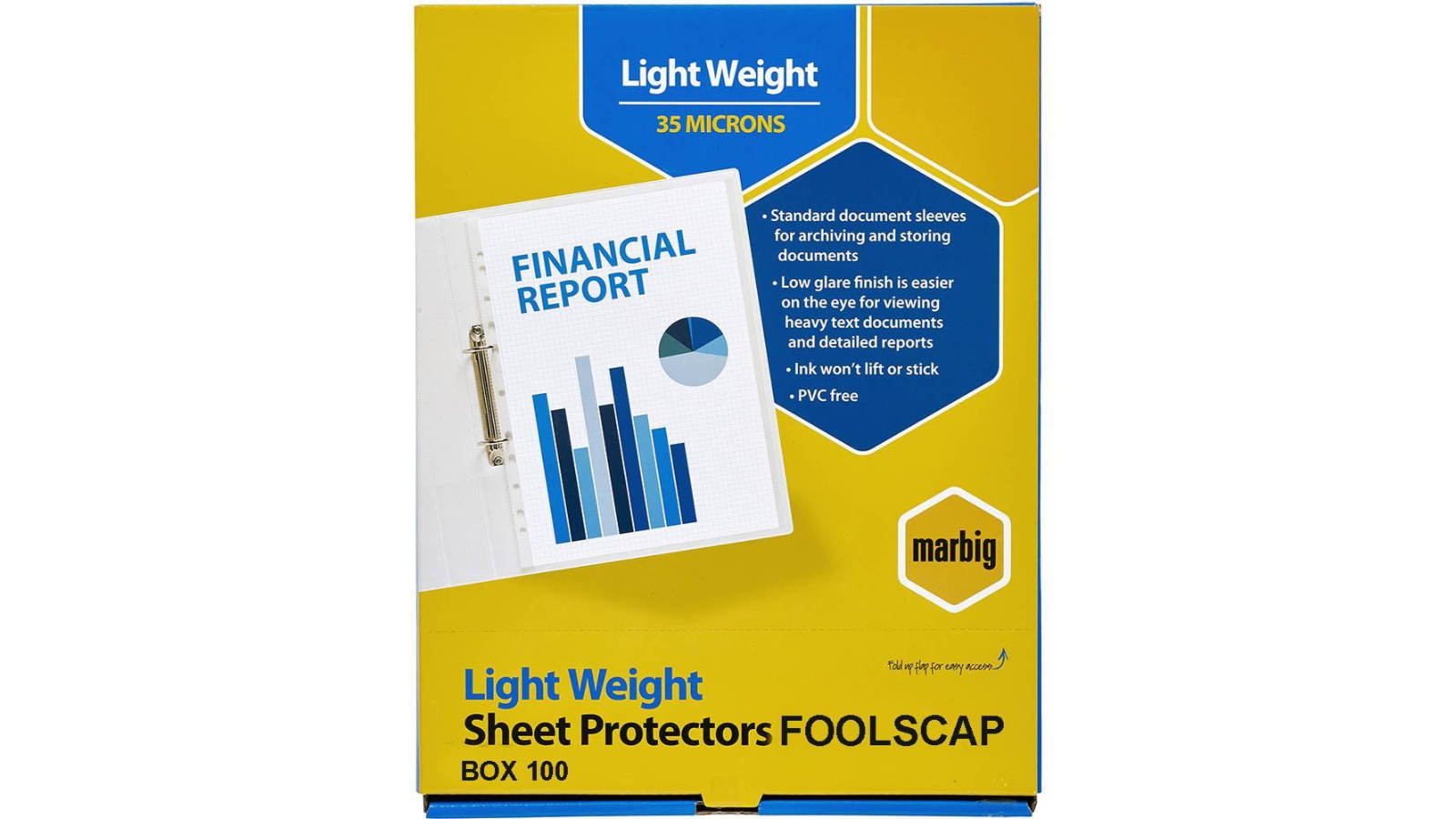 Marbig Box of 100 Copysafe Sheet Protectors Lightweight Foolscap ...