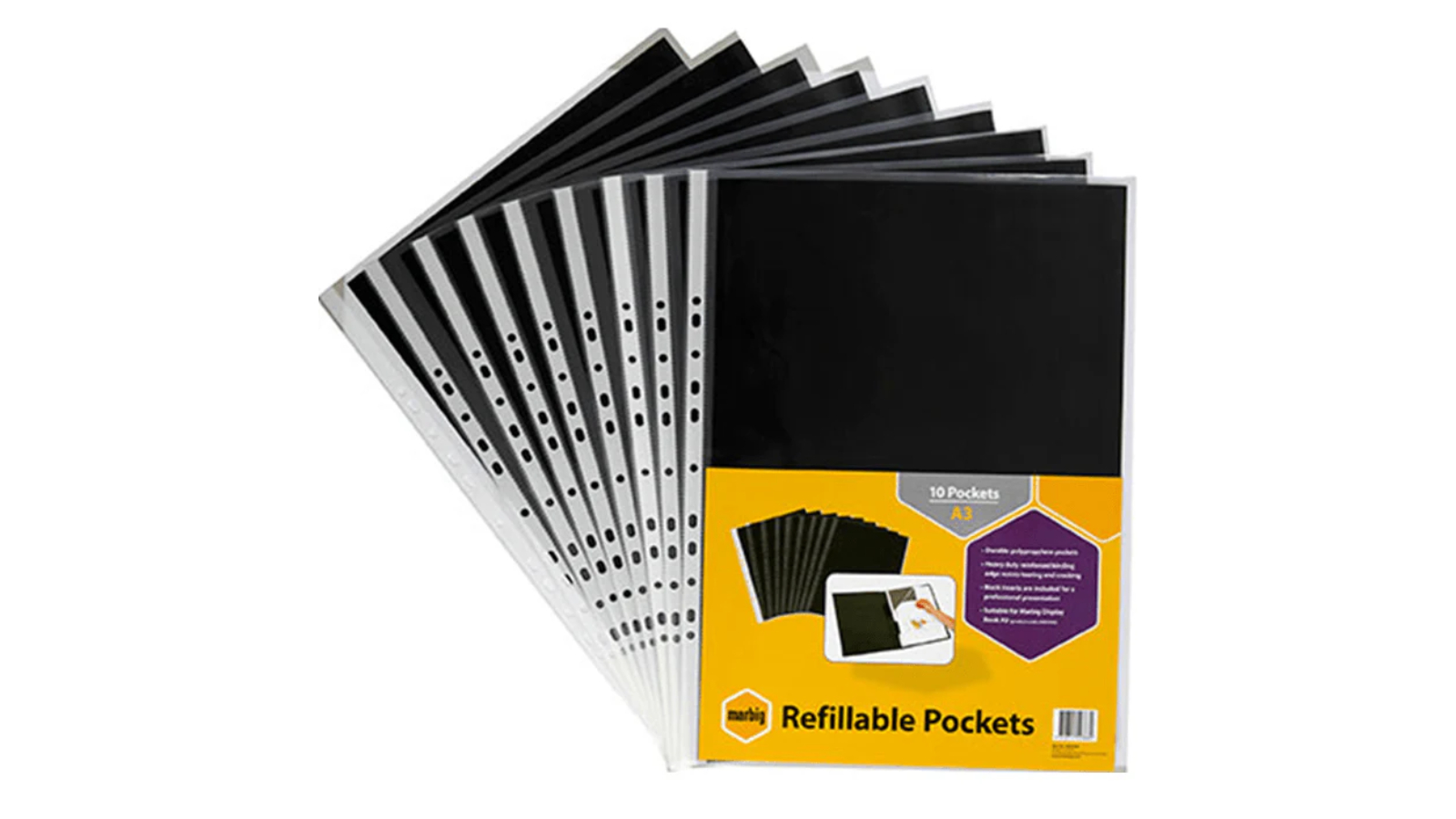 Marbig Pack of 100 A3 Display Book Refills Plastic Sleeves Portrait ...