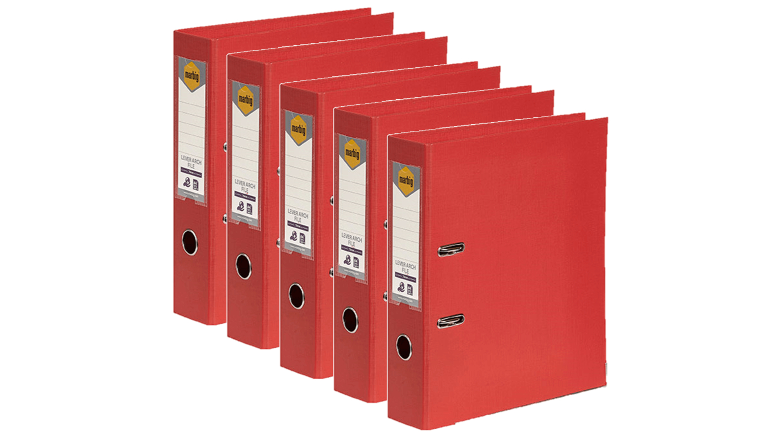 Marbig Pack of 5 Bright Red Linen Design Lever Arch A4 File Folder ...