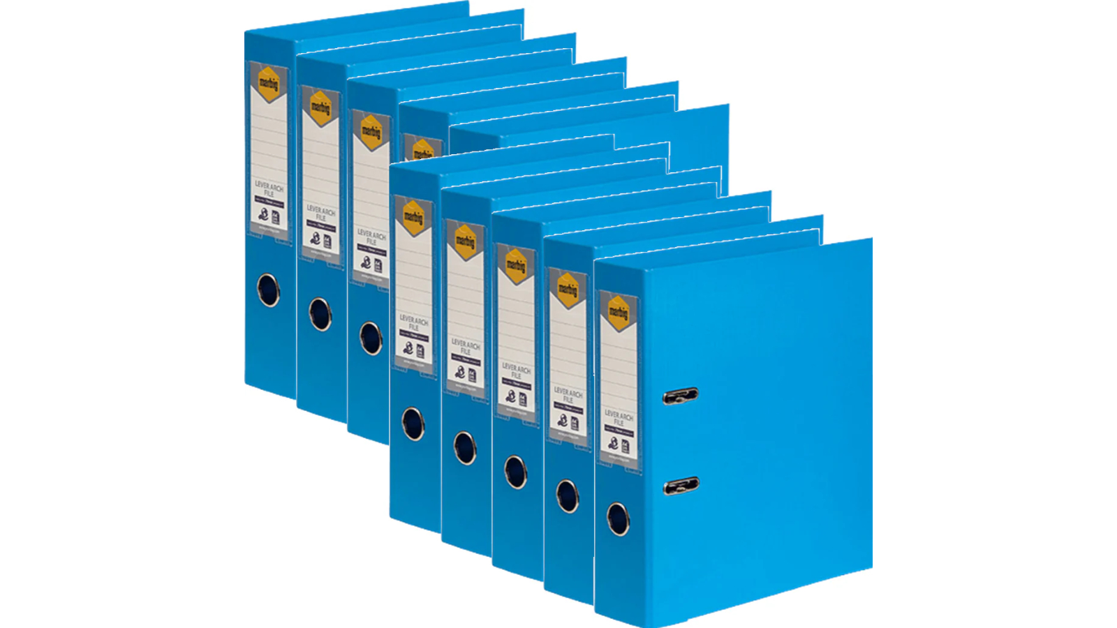 Marbig Box of 10 7.5cm A4 PE Linen Lever Arch File Folder - Sky Blue ...
