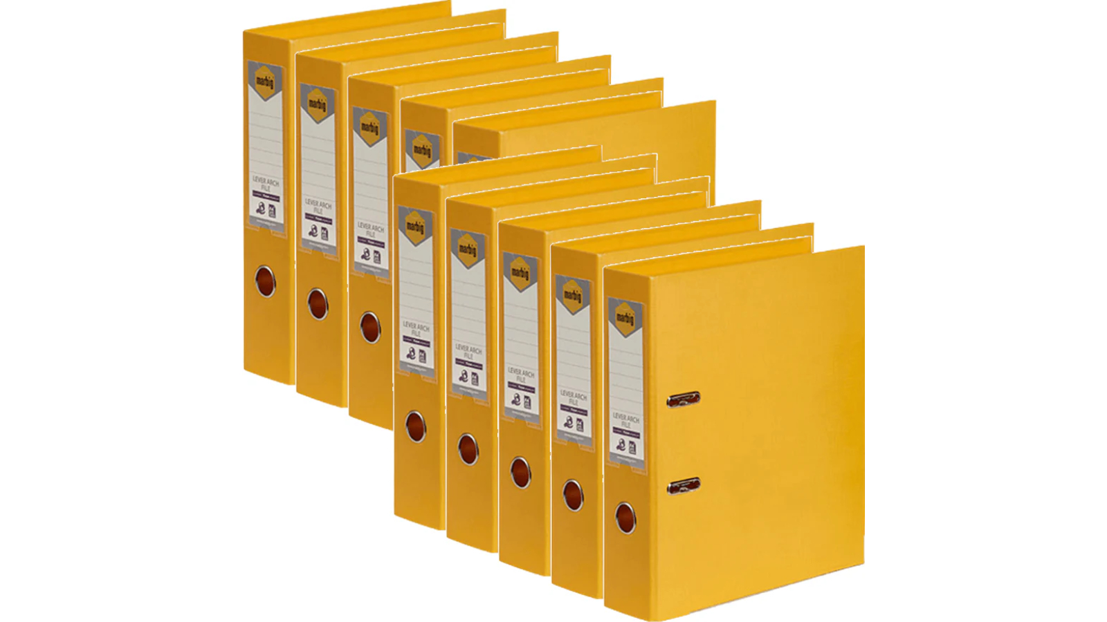 Marbig Box of 10 7.5cm A4 PE Linen Lever Arch File Folder - Yellow ...