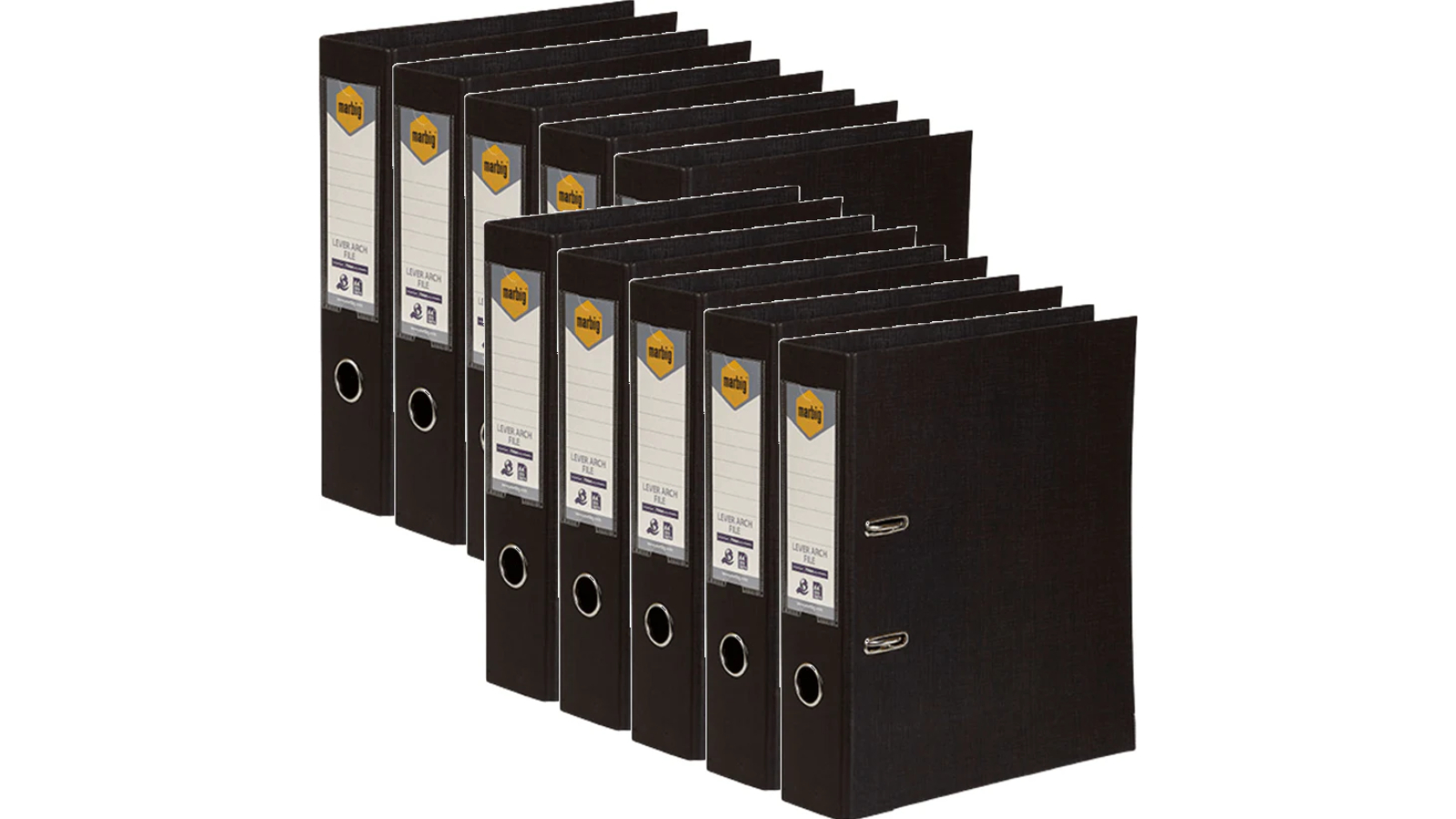 Marbig Box of 10 A4 PE Linen Lever Arch File Document Holder - Black ...
