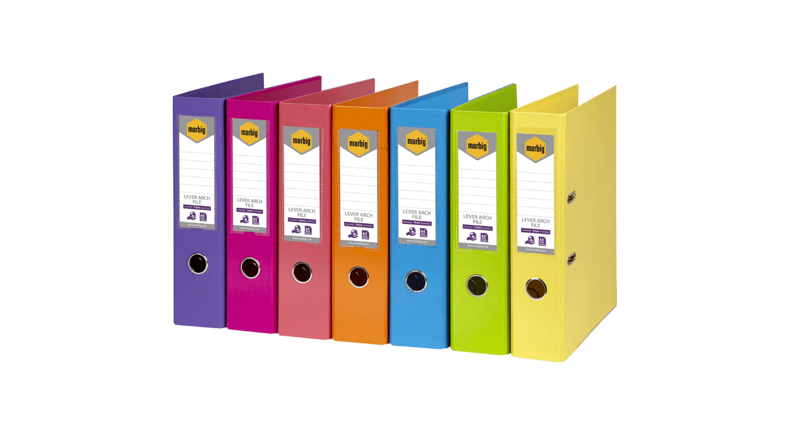 Marbig Box of 10 A4 PE Assorted Colour Linen Lever Arch File Document ...