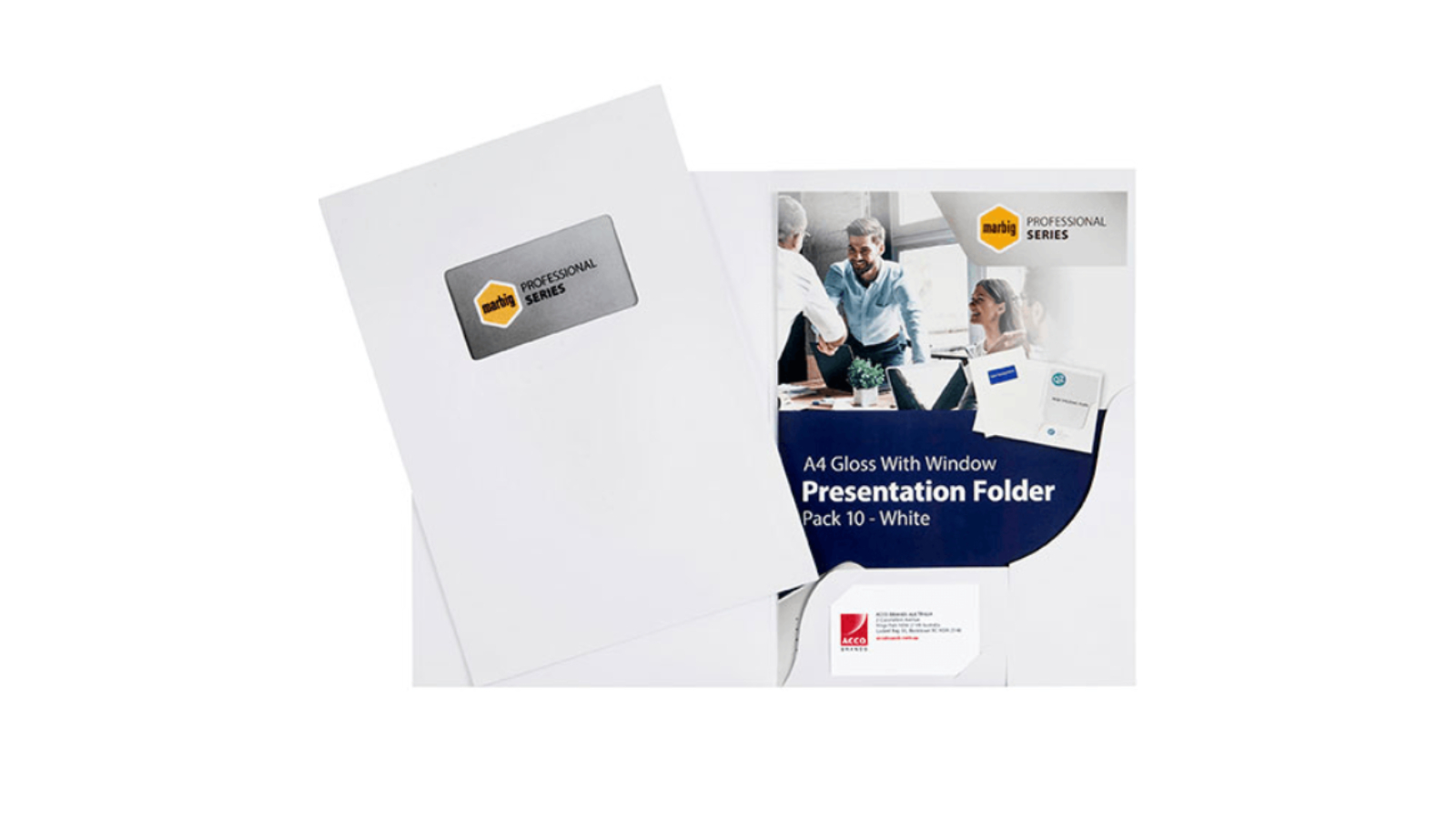 Marbig Pack of 100 Presentation Folder with Window A4 - Gloss White ...