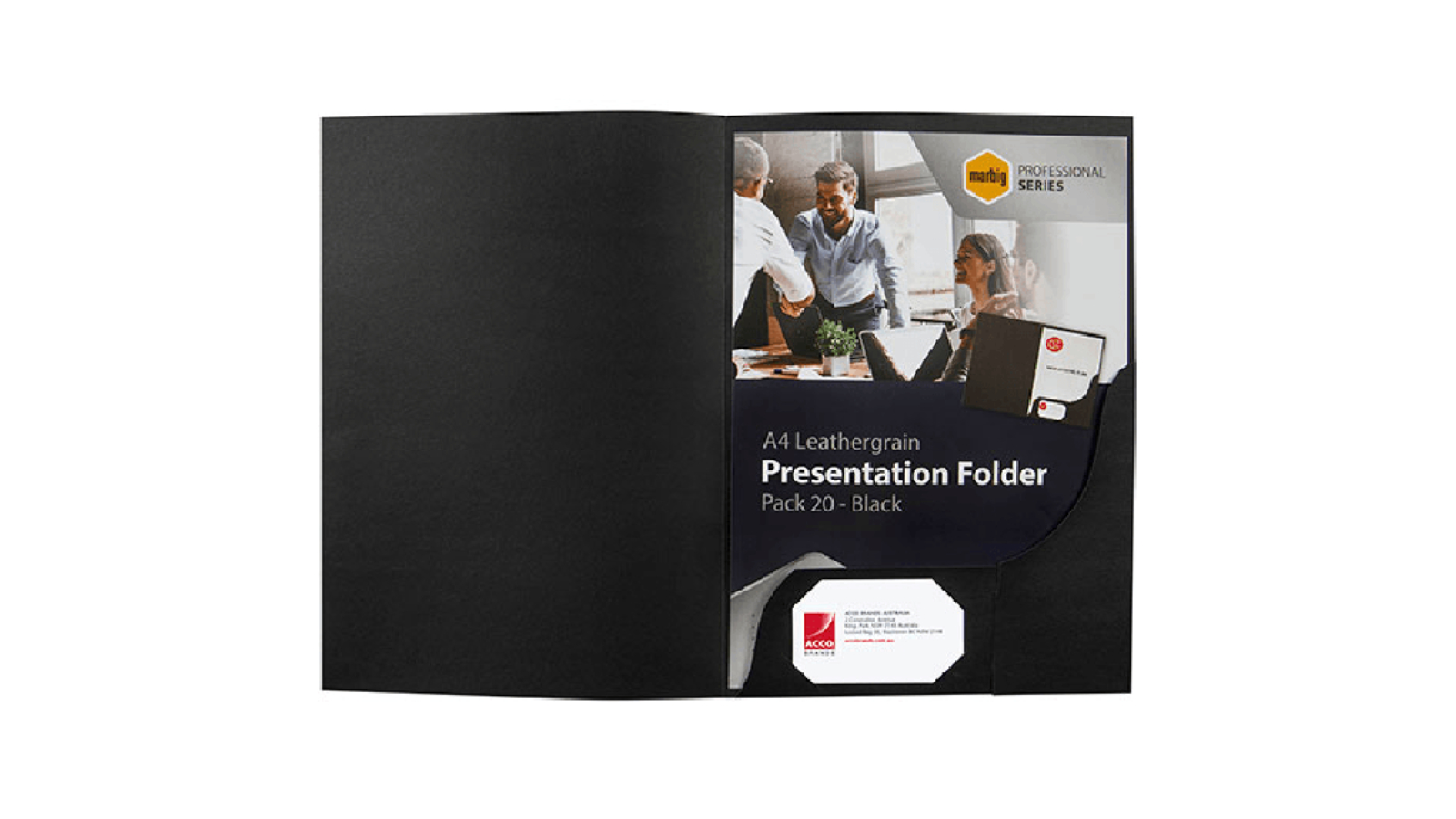 Marbig Pack of 100 Presentation Folder - Leathergrain Black | Harvey Norman