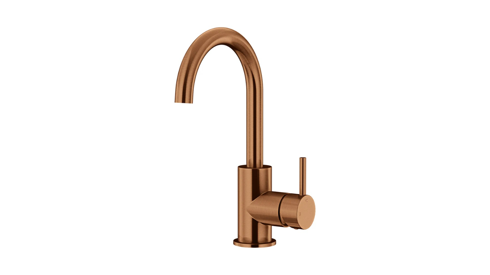 Meir Round Gooseneck Basin Mixer with Cold Start - Lustre Bronze ...