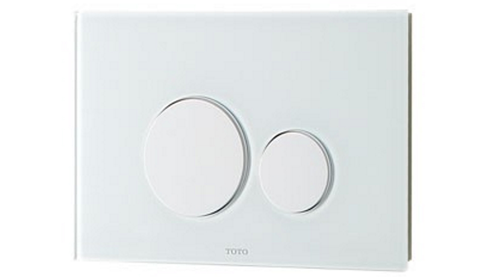 TOTO Glass Dual Flush Panel with White Round Button | Harvey Norman