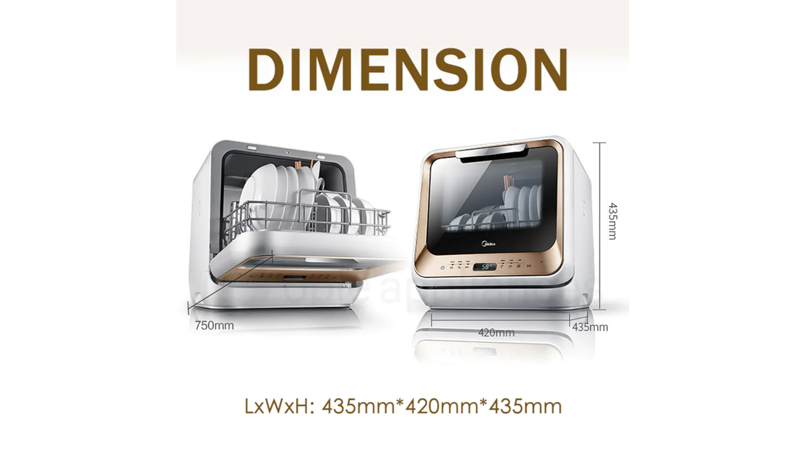 Midea Mini Benchtop Dishwasher - Silver | Harvey Norman