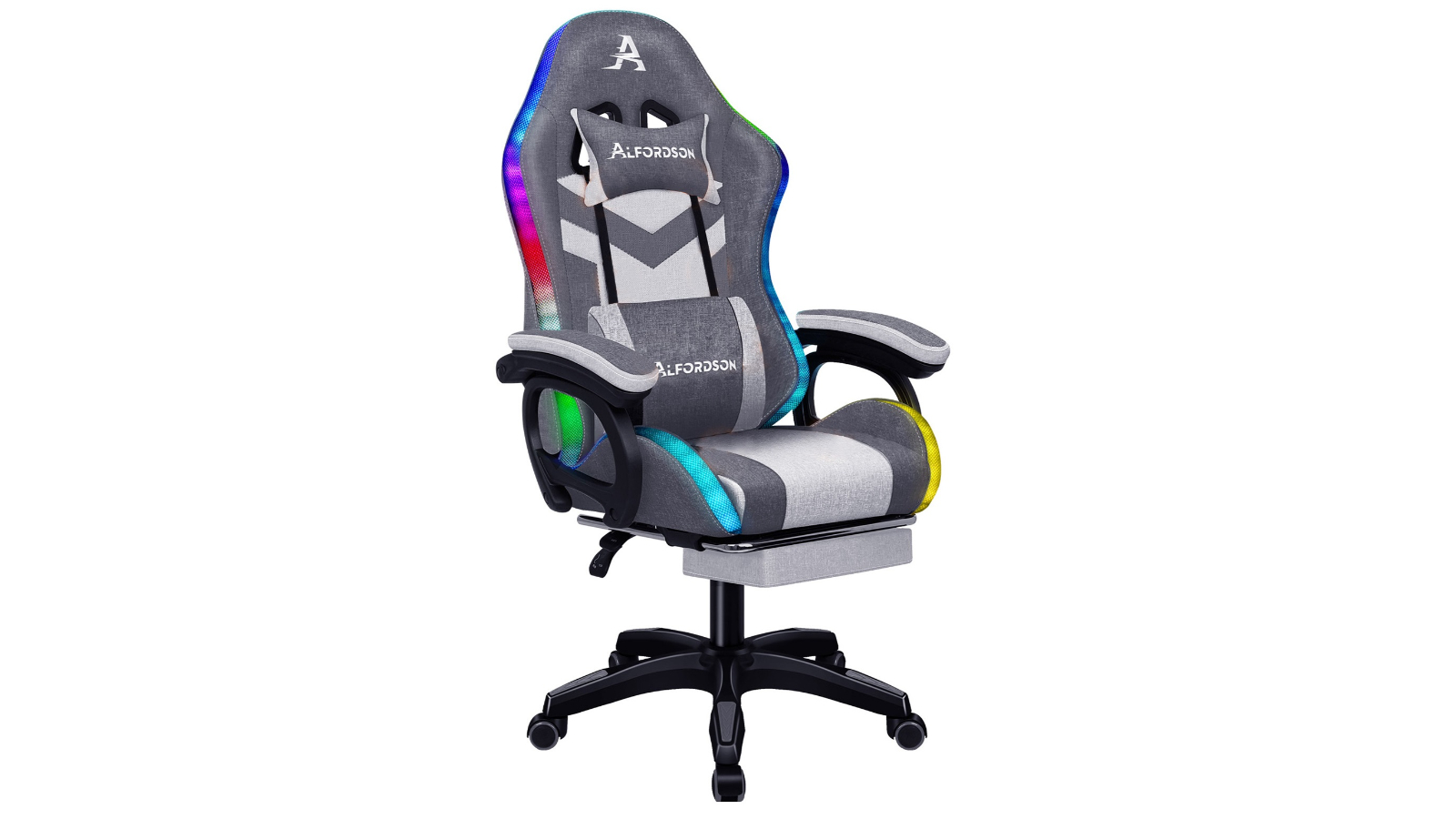 ALFORDSON LED Gaming Chair - Light Grey | Harvey Norman