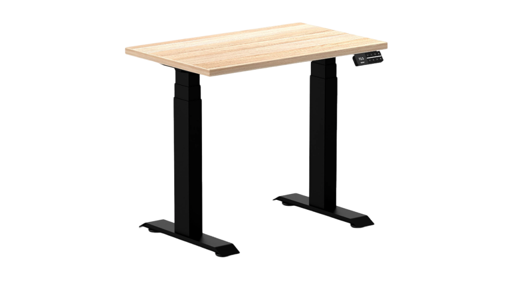 Desky Classic Oak/Matte Black Dual Mini Sit Stand Desk - 80 x 50cm ...
