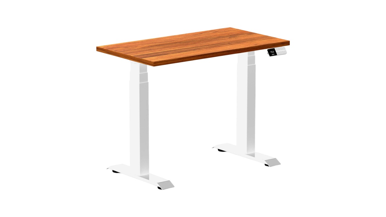 Desky Prime Oak/White Dual Mini Sit Stand Desk - 90 x 50cm | Harvey Norman