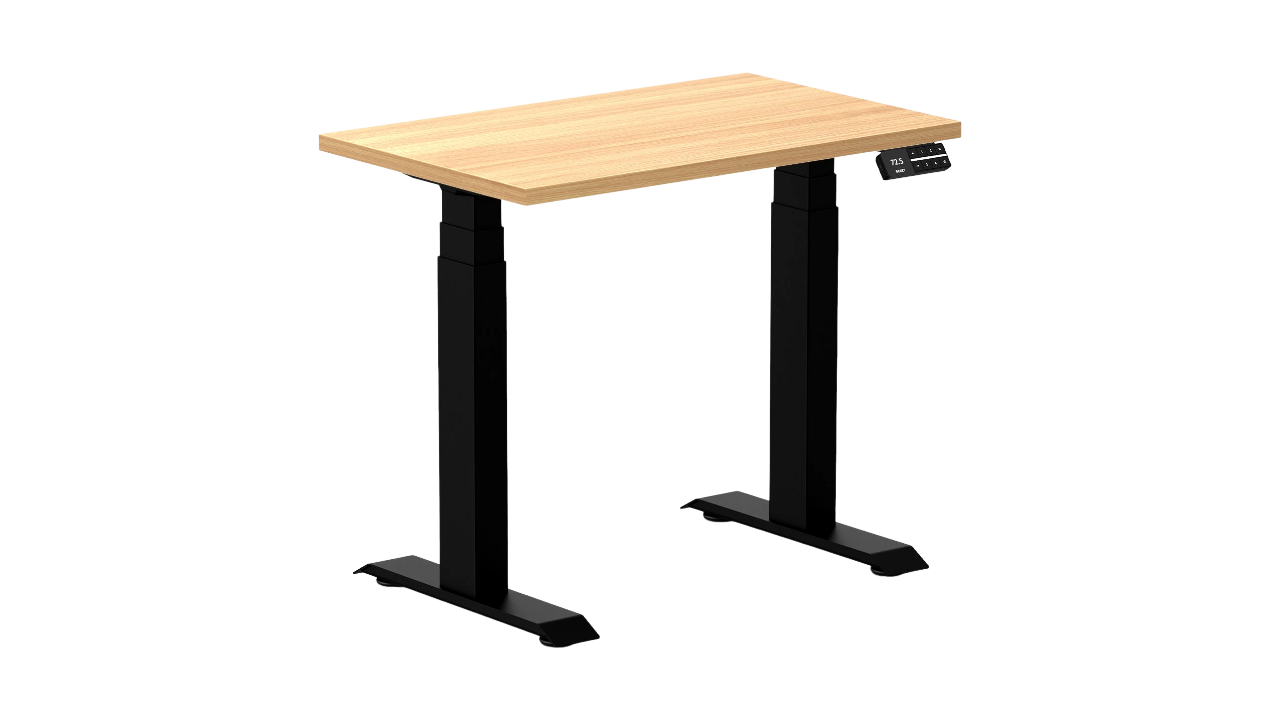 Desky Sublime Teak/Matte Black Dual Mini Sit Stand Desk - 80 x 50cm ...
