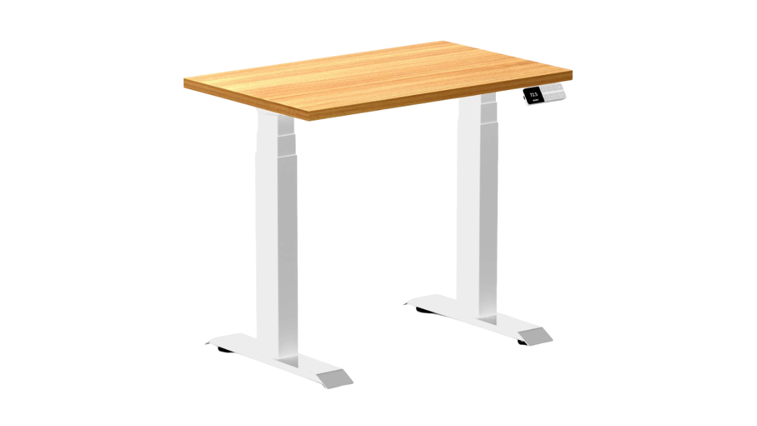 Desky Sublime Teak/White Dual Mini Sit Stand Desk - 80 x 50cm | Harvey ...