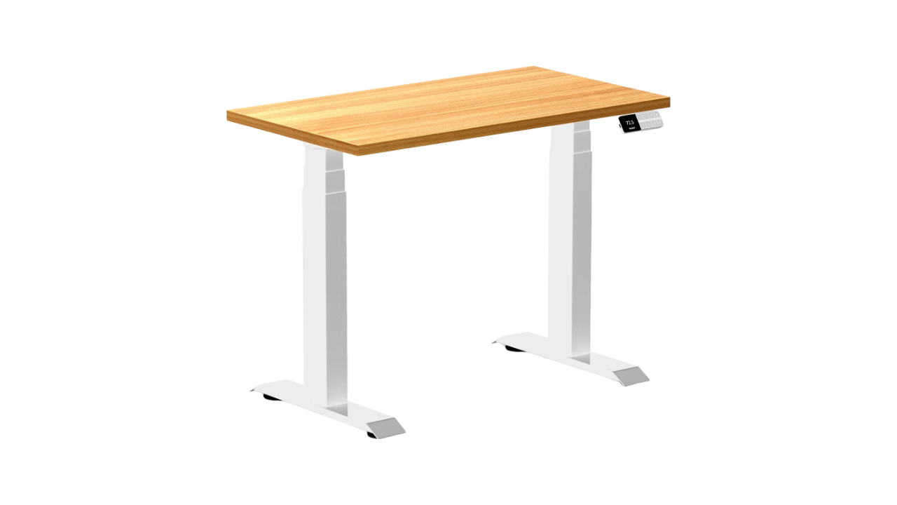 Desky Sublime Teak/White Dual Mini Sit Stand Desk - 90 x 50cm | Harvey ...