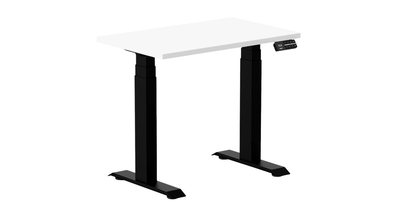 Desky White/Matte Black Dual Mini Sit Stand Desk - 80 x 50cm | Harvey ...