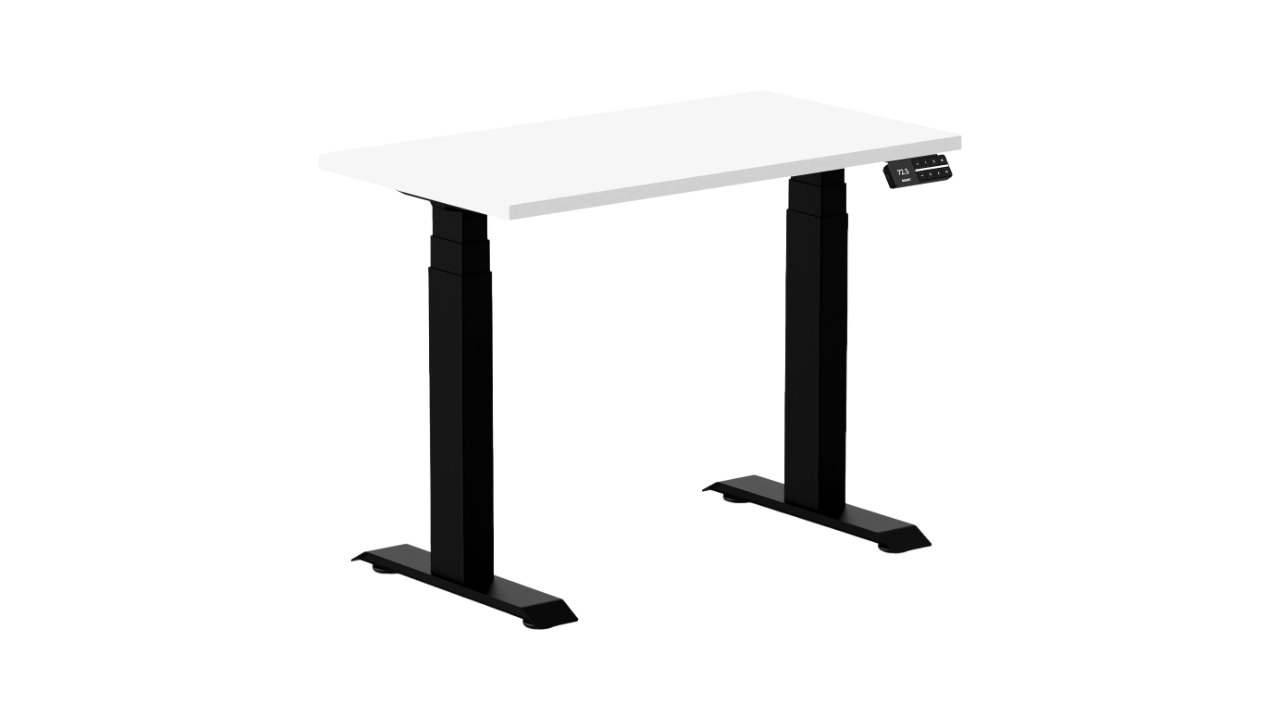 Desky White/Matte Black Dual Mini Sit Stand Desk - 90 x 50cm | Harvey ...