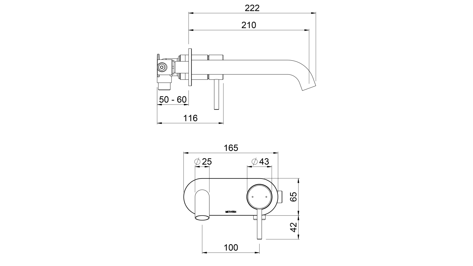 Methven Minimalist MK2 Wall Mounted Mixer with Spout - Chrome | Harvey ...