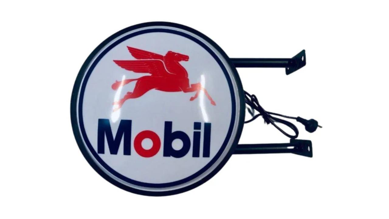 A Man and His Cave Mobil Fuel Oil Bar LED Lighting Wall Sign | Harvey ...