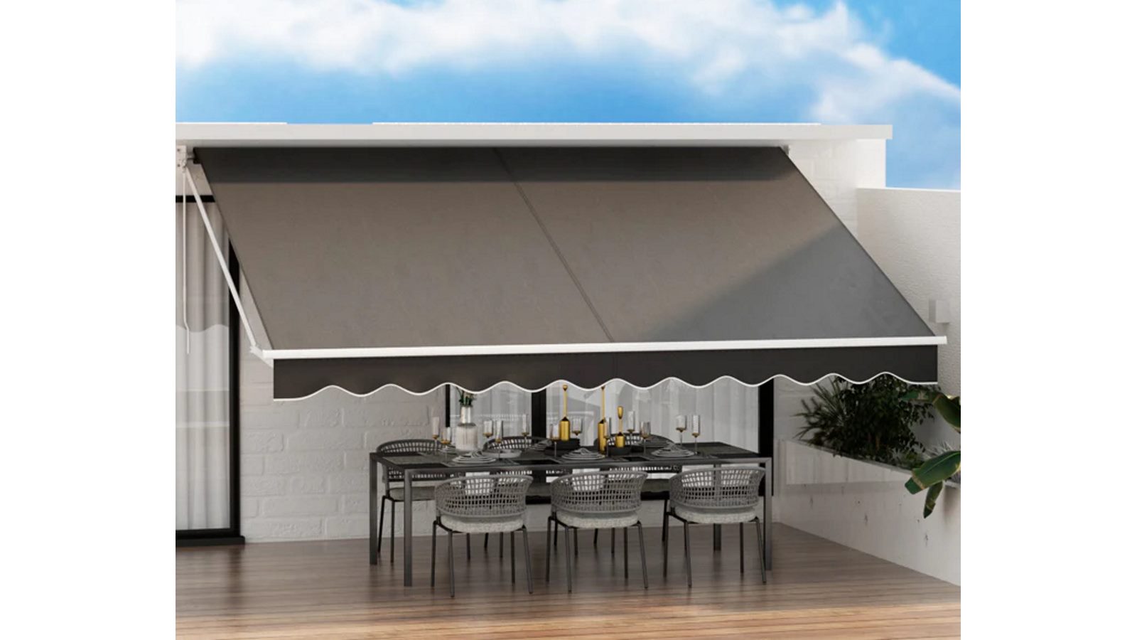 Instahut Retractable 4.5mx3m Folding Arm Awning Motorised Sunshade ...