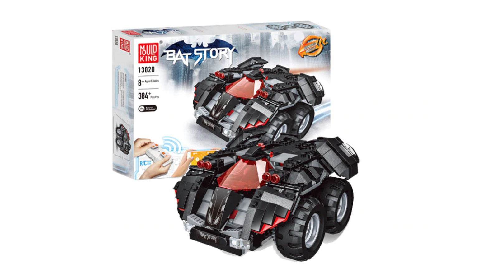 Mould King 384 Piece 13020 and 13030 Remote Control Bat Story Toy ...
