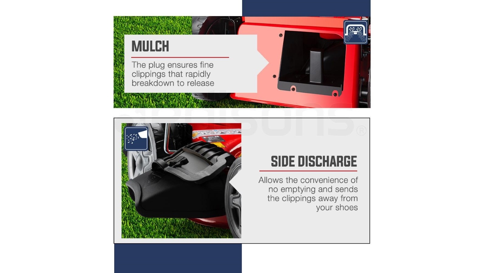 Baumr-AG Lawn Mower 18" 220cc Petrol Self-Propelled Push Lawnmower 4 ...