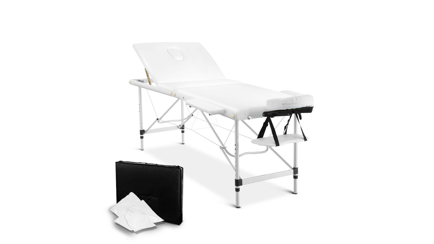 Zenses Aluminium 3 Fold Massage Table - White - 75cm | Harvey Norman
