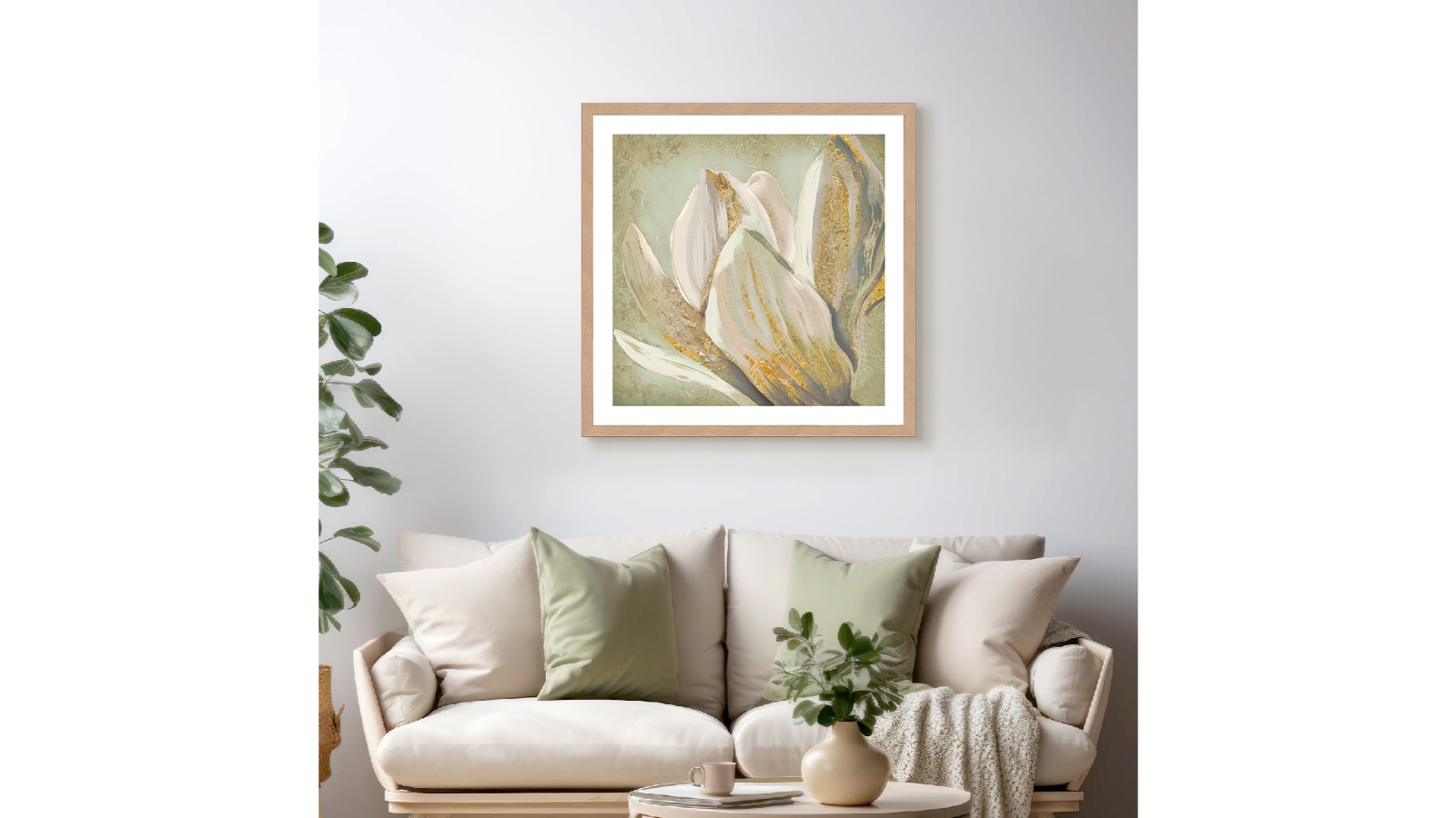 La Grolla Fresh Bloom II Natural Frame Wall Art - 76 x 76cm | Harvey Norman