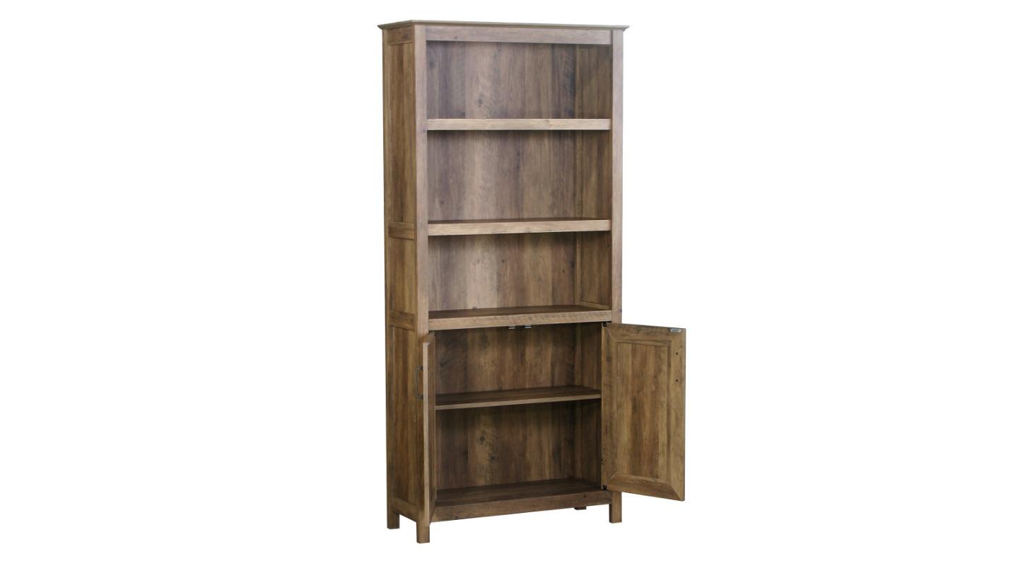 Maestro Furniture Rustic Oak Nazma 5-Tier Display Shelves 2-Door ...