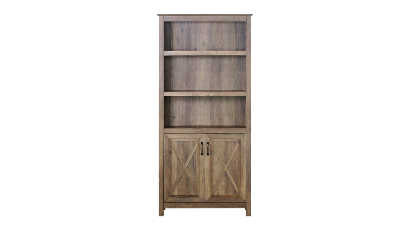 Maestro Furniture Rustic Oak Nazma 5-Tier Display Shelves 2-Door ...